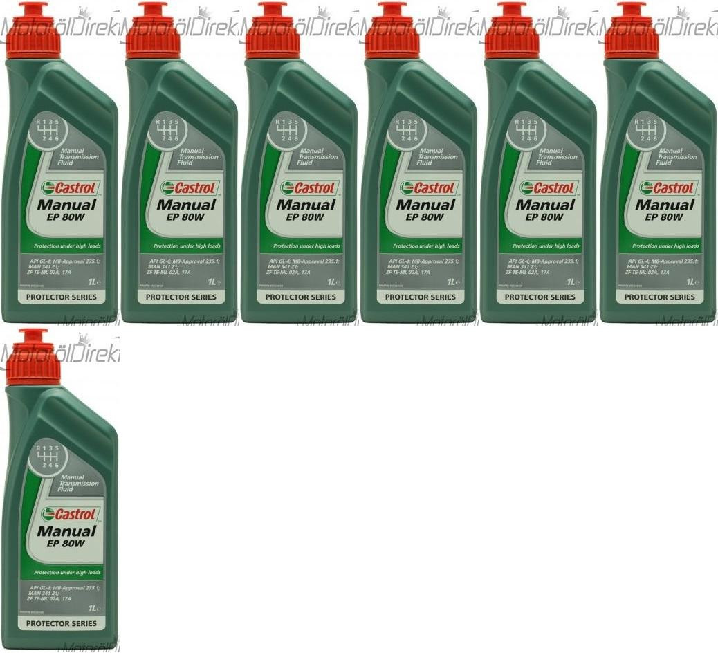 Castrol Manual EP 80W Schaltgetriebeöl 7x 1l = 7 Liter - SAE 80W ...